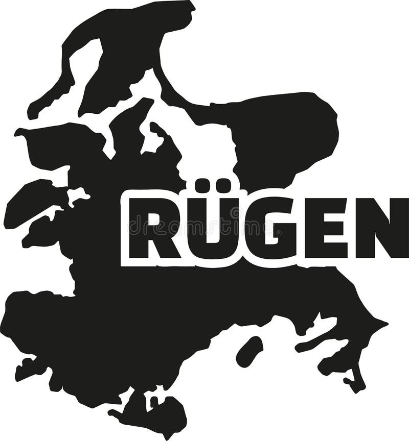Ruegen Map Silhouette with Word Stock Vector - Illustration of vector ...