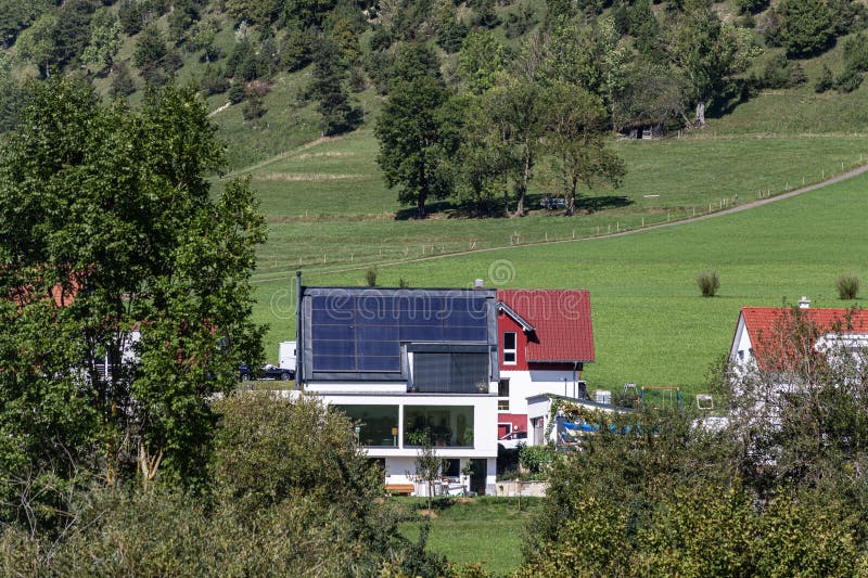 Rufal Viallage with Solar Panel on Rooftops Stock Image - Image of cell ...