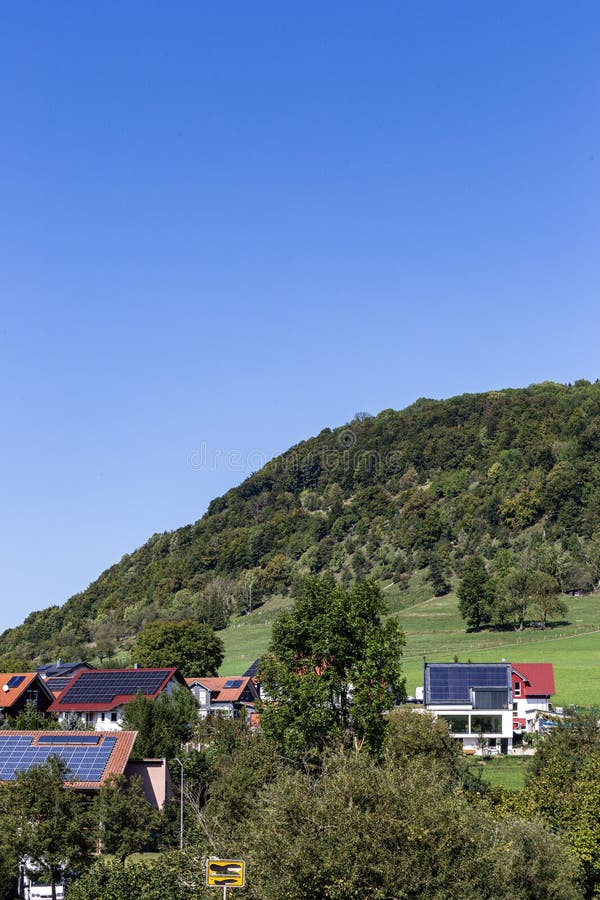 Rufal Viallage with Solar Panel on Rooftops Stock Photo - Image of ...