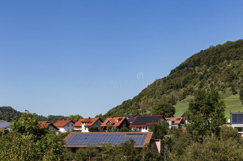 Rufal Viallage with Solar Panel on Rooftops Stock Image - Image of ...