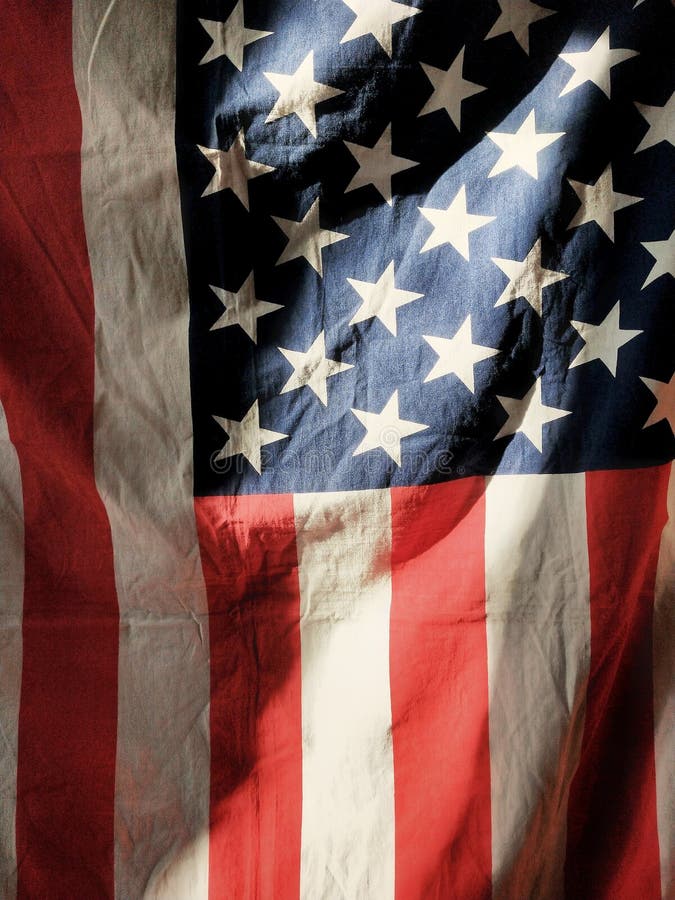 Ruffled American Flag in the Sunlight. Stock Image - Image of democracy ...