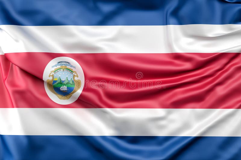 Ruffled Flag of Costa Rica with Ensign. 3D Rendering Stock Illustration ...