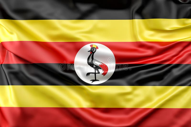 Ruffled Flag of Uganda. 3D Rendering Stock Illustration - Illustration ...
