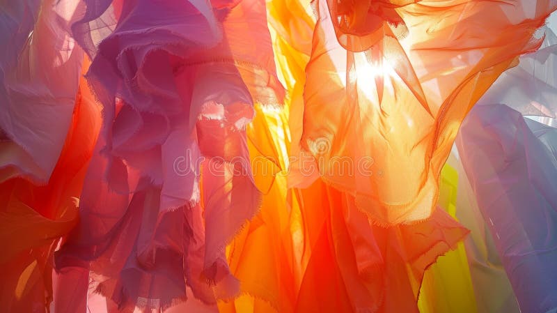 Ruffled and Gathered Fabric Pieces Hanging at Different Lengths ...