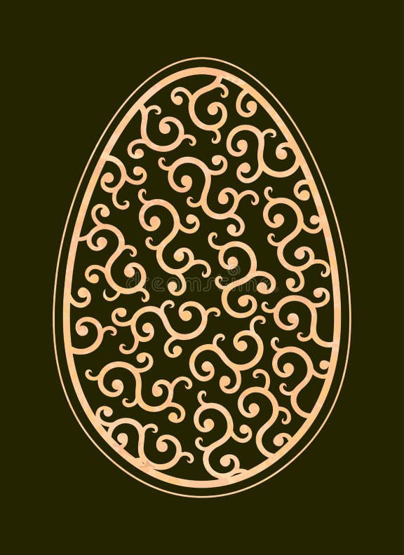 Ruffled Silhouette of an Easter Egg with a Pattern in Retro Beige Color ...