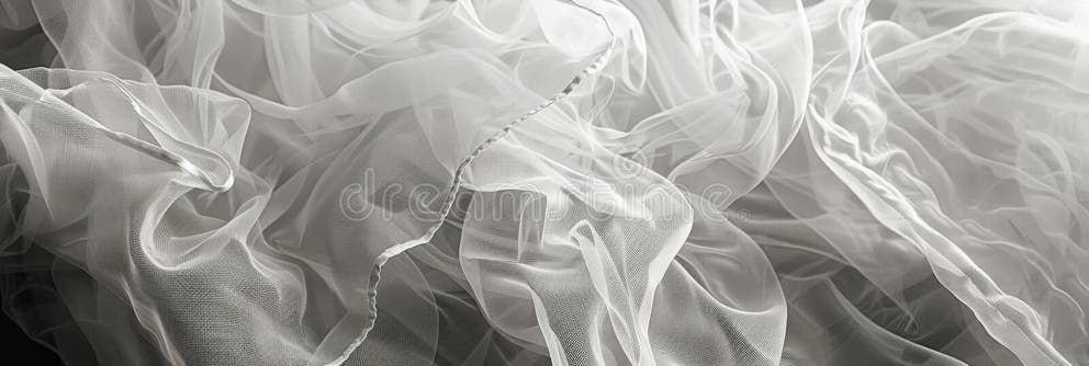 Ruffled Tulle with a Crinkled Texture Creating a Unique Pattern. Black ...