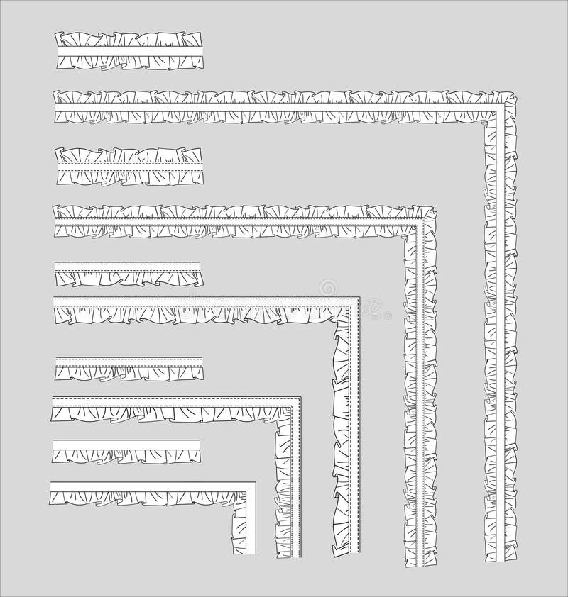Ruffle Trim Fashion Brush Pattern Elements Stock Vector - Illustration ...