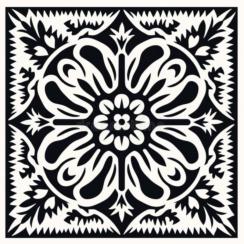 Create a Unique Rug Vector Stencil in Black and White Style Stock ...