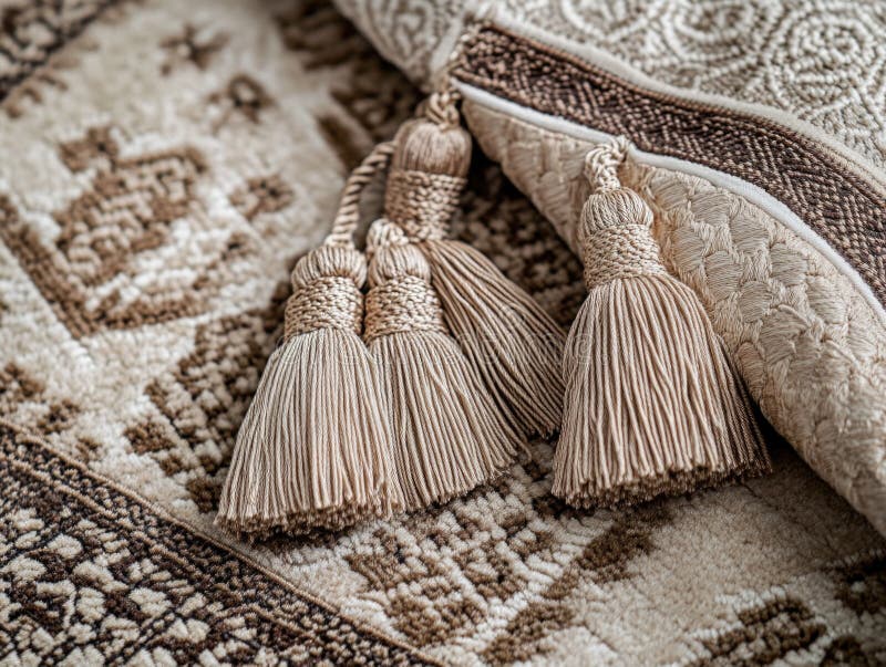Rug with a Fringe of White Tassels Stock Photo - Image of symbol ...