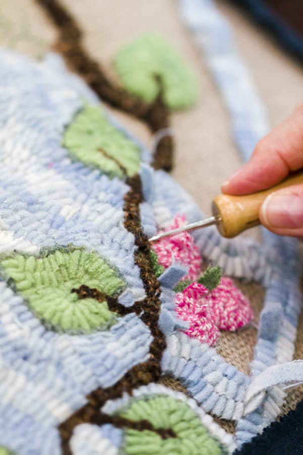 Rug hooking stock image. Image of work, progress, burlap - 29319185