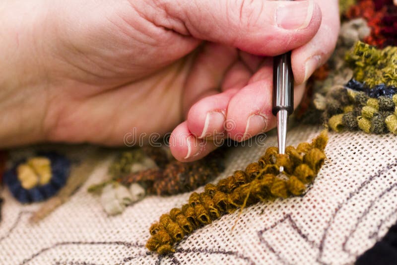 Rug hooking stock image. Image of hooking, unfinished - 29319275