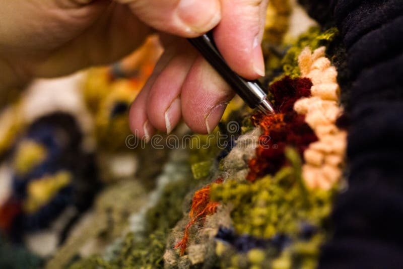 Rug hooking stock photo. Image of fabrix, chrochettype - 287954722