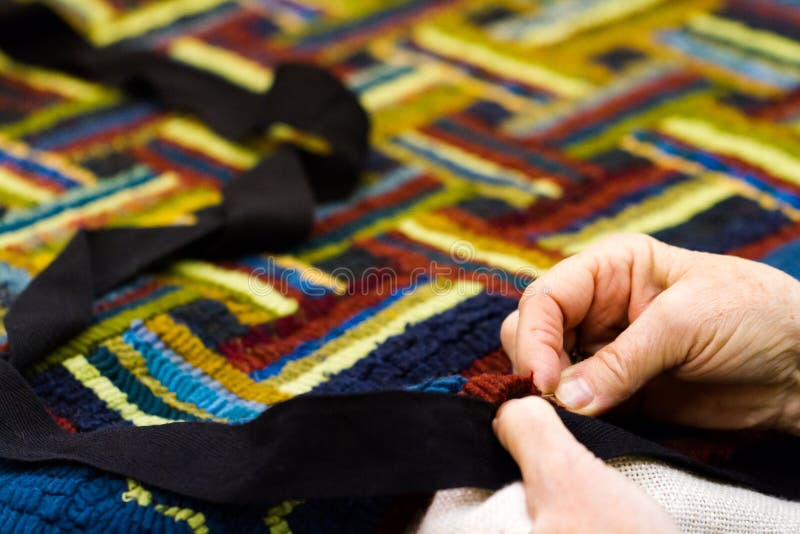 Rug hooking stock photo. Image of knott, material, sewing - 288184608