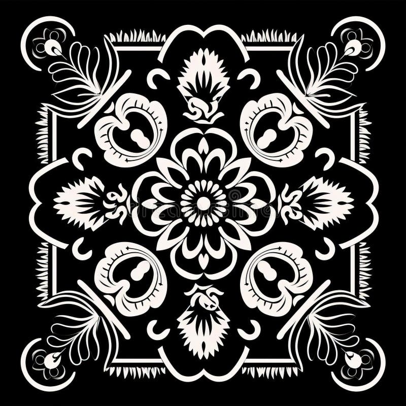 Create a Stunning Black and White Rug Vector Stencil Design Stock ...