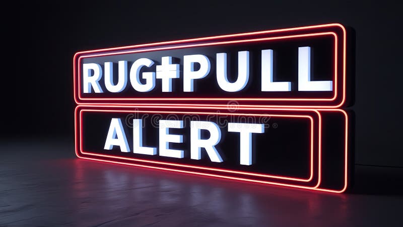 Rug Pull Alert Neon Sign stock photo. Image of digital - 379542780