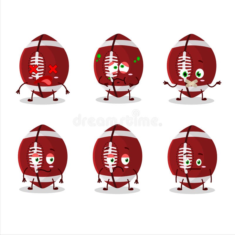 New Rugby Ball Cartoon Character with Sad Expression Stock Vector ...