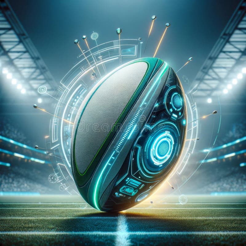 Rugby Ball Designed with Futuristic Elements. Generative AI Stock ...