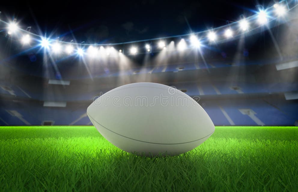 Rugby Ball on Field at Stadium Stock Illustration - Illustration of ...