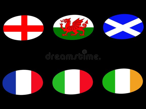 Rugby ball flags stock illustration. Illustration of france - 1867896