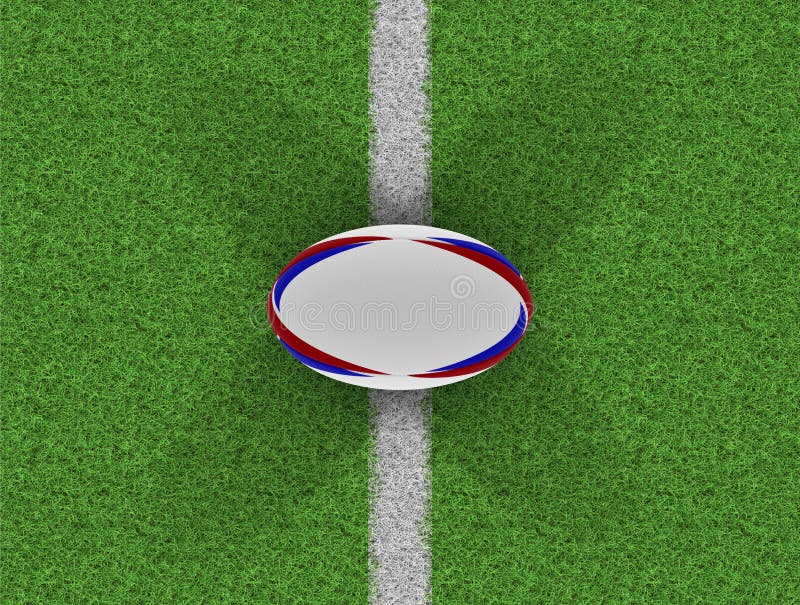 Rugby Ball on Grass Pitch stock illustration. Illustration of ...