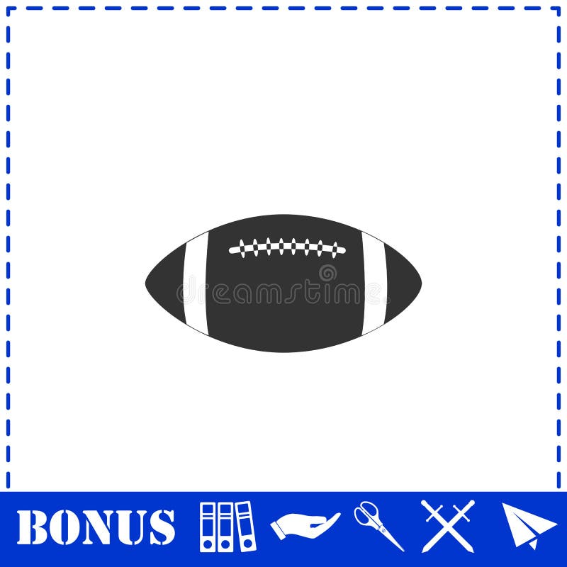 Rugby ball icon flat stock vector. Illustration of field - 155780969