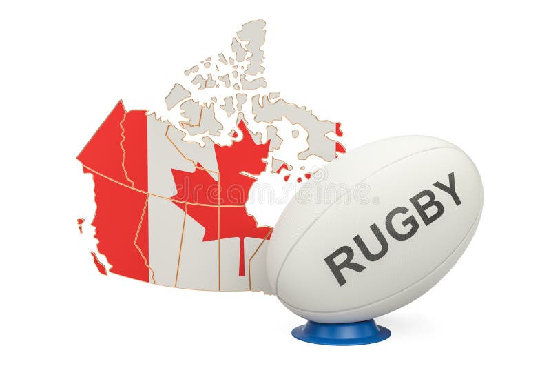 Rugby Ball with Map of Canada, 3D Rendering Stock Illustration ...