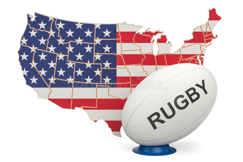 Rugby Ball with Map of USA, 3D Stock Illustration - Illustration of ...