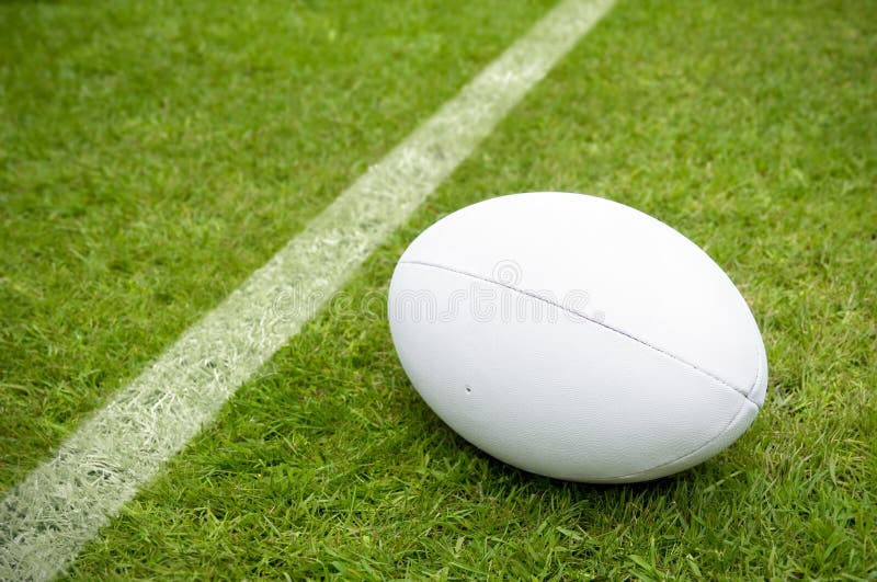 Rugby Ball Near Try Line on Rugby Pitch Stock Image - Image of leather ...