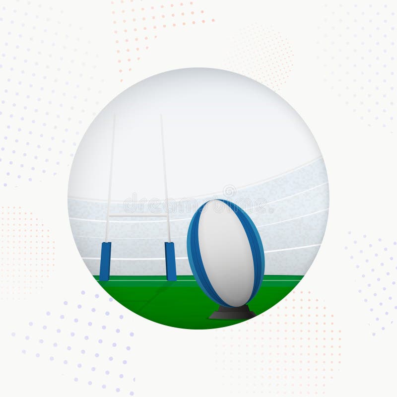 Rugby Ball with Rugby Posts on Field, Circle Vector Icon Stock Vector ...