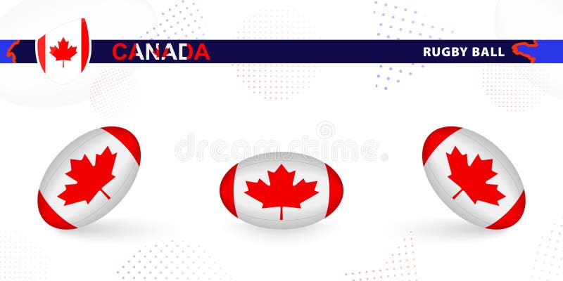 Rugby Ball Set with the Flag of Canada in Various Angles on Abstract ...