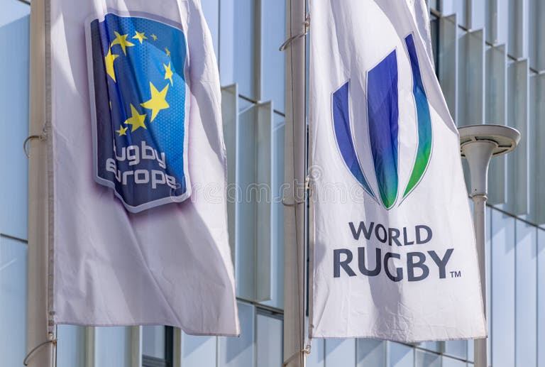 Rugby Europe and World Rugby Flags Editorial Stock Image - Image of ...