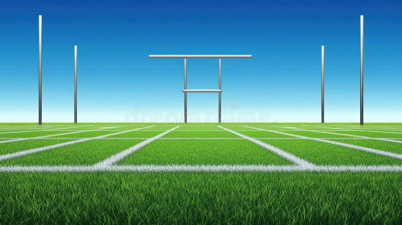 Rugby Field with Goal Posts and White Lines Stock Image - Image of ...