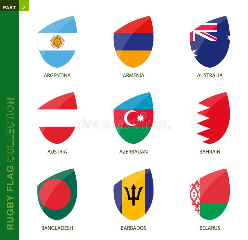 Rugby Flag Collection. Rugby Icon with Flag of 9 Countries Stock Vector ...