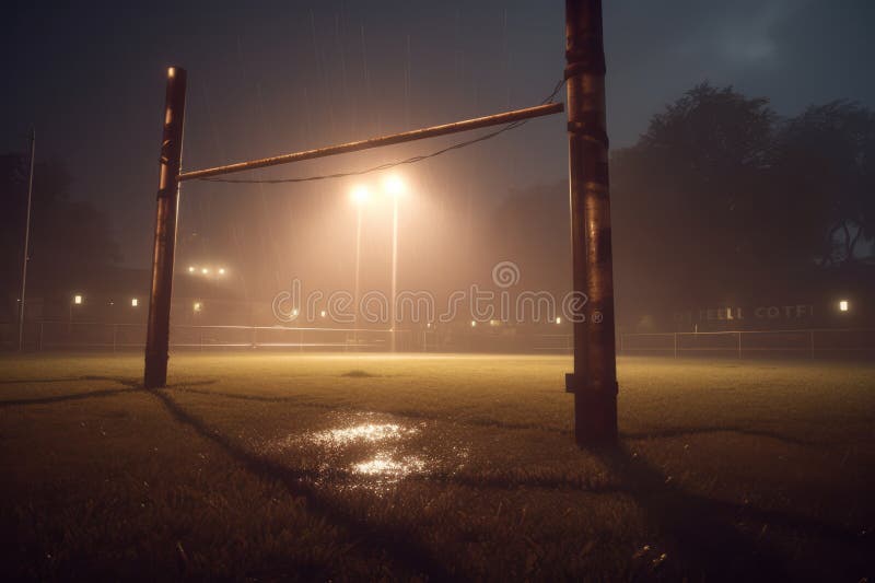 Rugby Goal on Rugby Pitch at Night, Created Using Generative Ai ...
