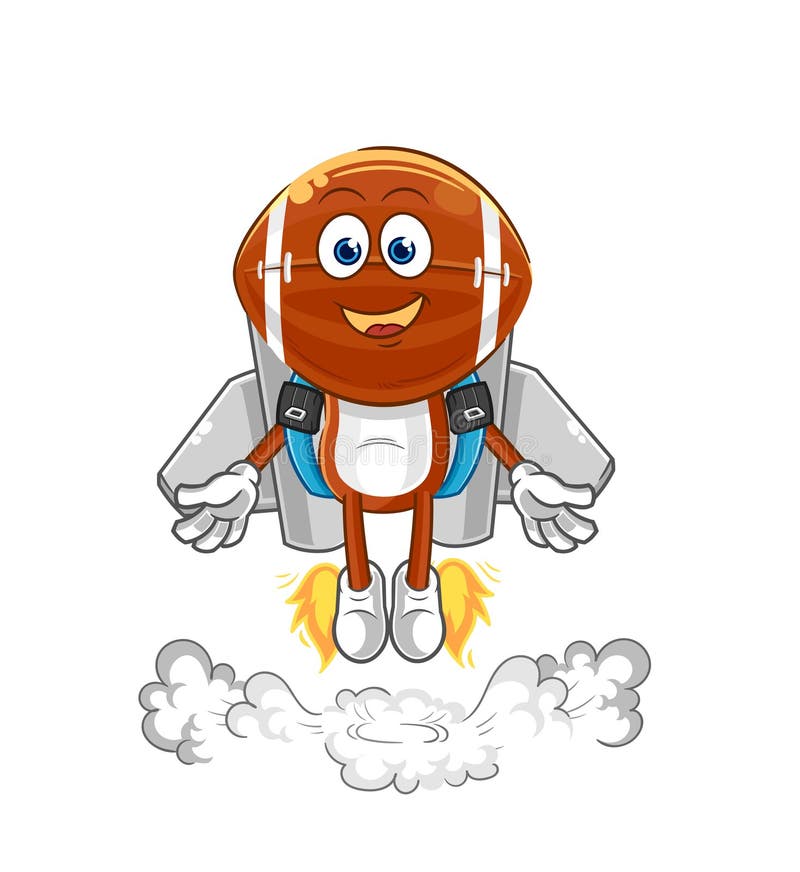 Rugby Head with Jetpack Mascot. Cartoon Vector Stock Vector ...