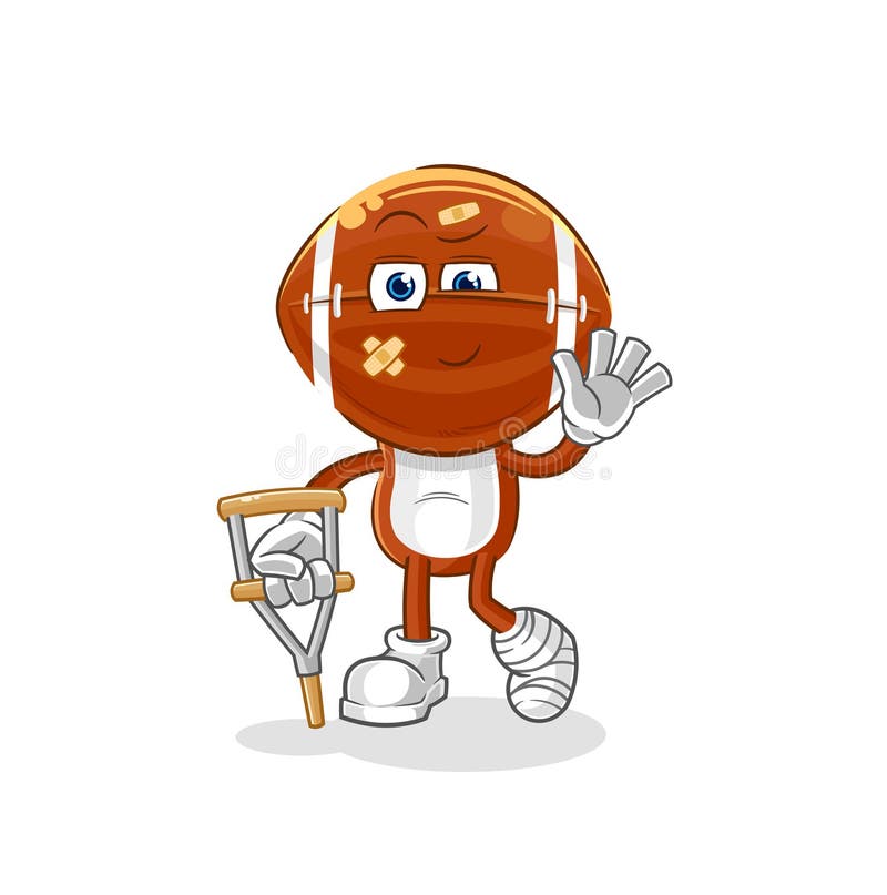 Rugby Head Sick with Limping Stick. Cartoon Mascot Vector Stock Vector ...
