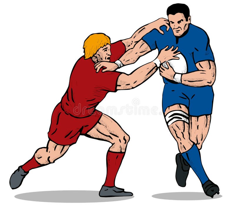 Rugby player being tackled stock vector. Illustration of player - 5966786