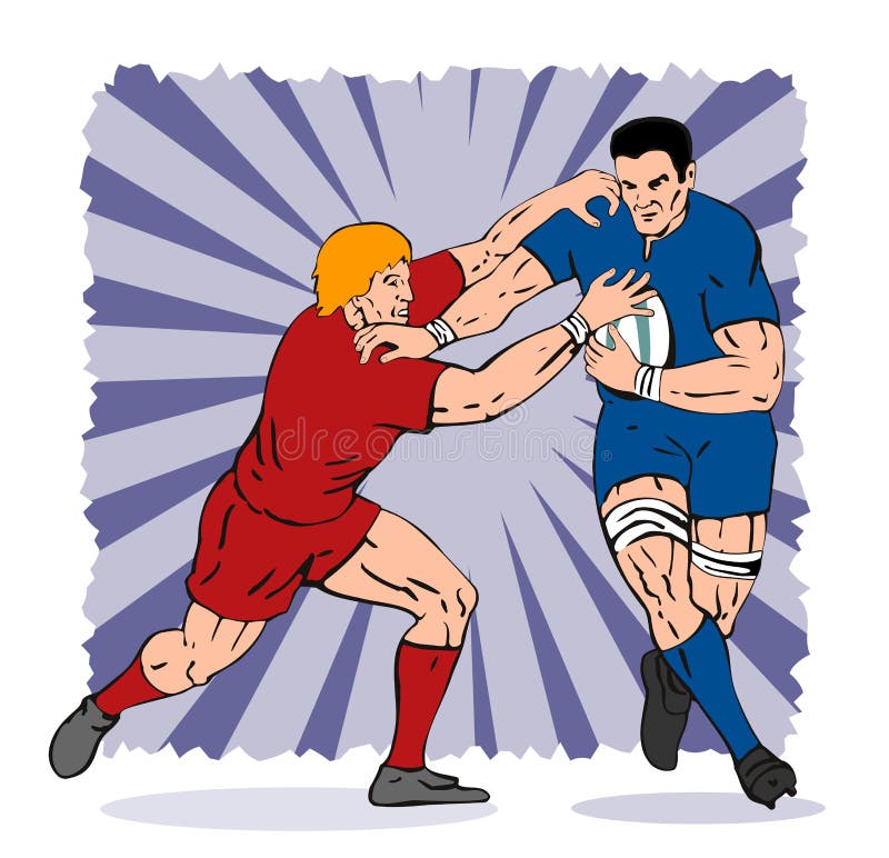 Rugby player being tackled stock illustration. Illustration of running ...