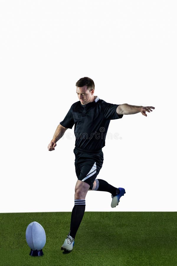 Rugby Player Doing a Drop Kick Stock Image - Image of young, athlete ...