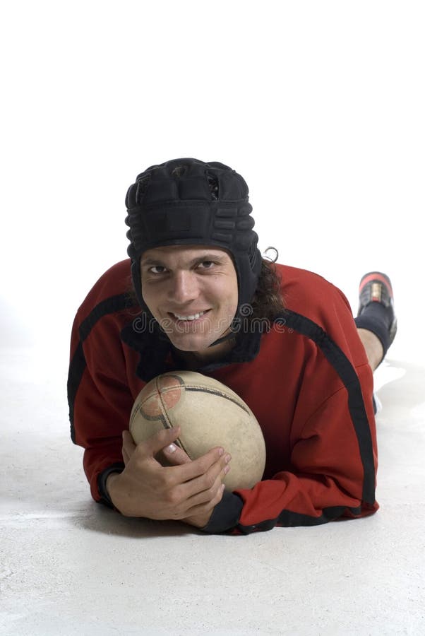 Rugby Player Holding A Football - Vertical Picture. Image: 5842277