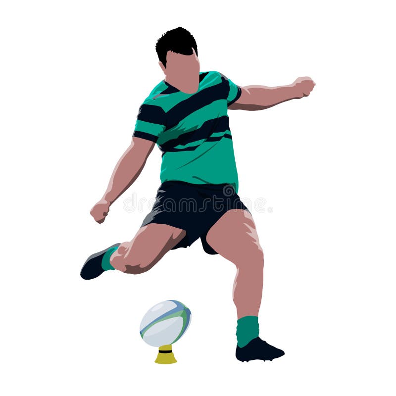 Rugby player kicking ball stock vector. Illustration of isolated - 77533776