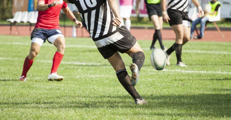 Rugby Player Kicking the Ball Stock Image - Image of green, rugby: 50665141