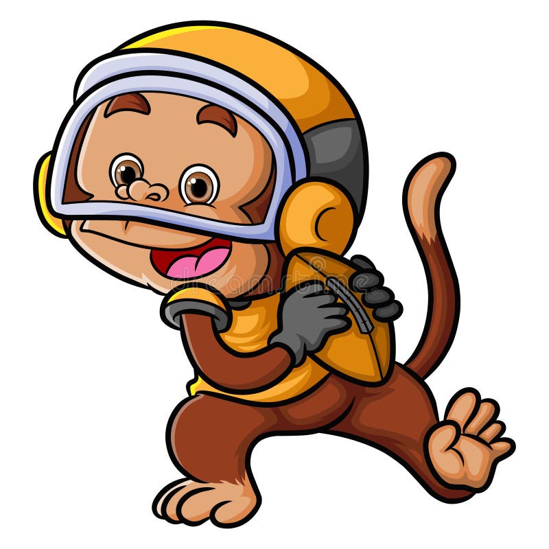 The Rugby Player Monkey is Playing Rugby and Wearing Helm Stock Vector ...