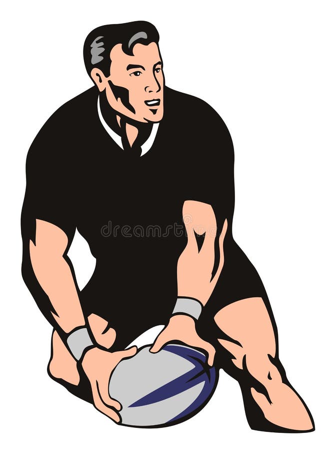 Rugby player passing ball stock illustration. Illustration of sport ...