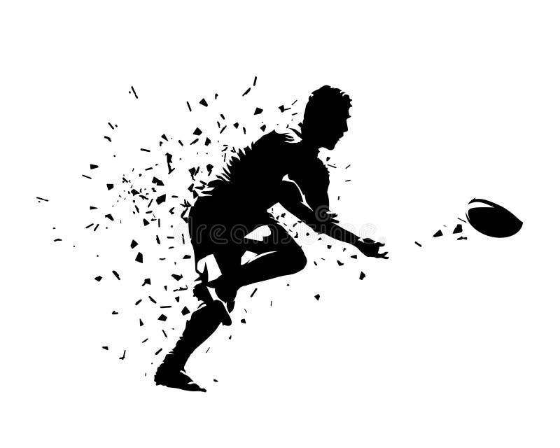 Rugby Player Passing Ball, Isolated Vector Silhouette Stock Vector ...