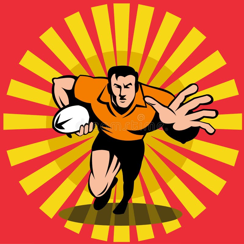 Rugby Player Running with Ball Stock Vector - Illustration of fending ...
