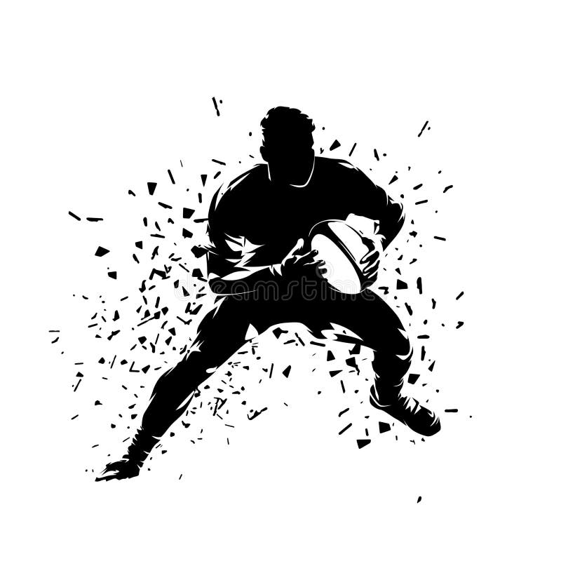 Rugby Player Running with Ball, Abstract Isolated Vector Silhouette ...