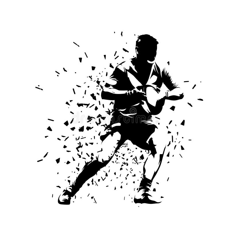 Rugby Player Running with Ball, Abstract Isolated Vector Silhouette ...