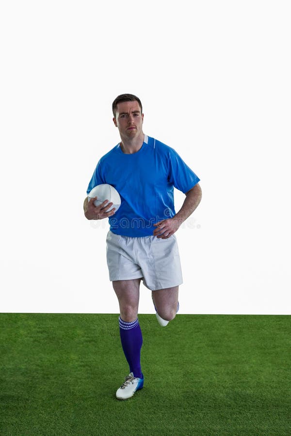 Rugby Player Running with the Rugby Ball Stock Image - Image of jersey ...
