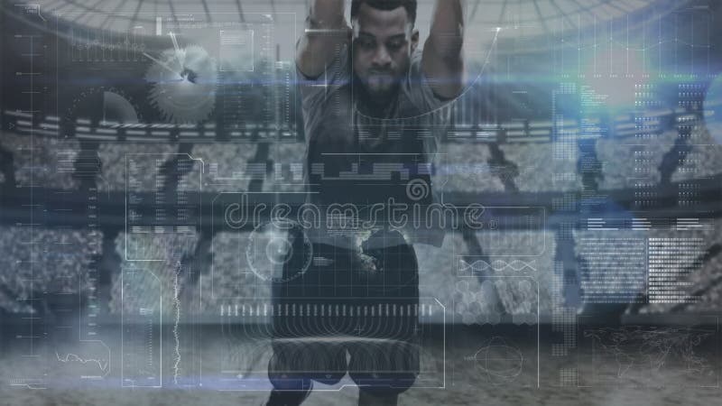 Rugby Player Scoring a Touchdown with Stats Analysing Him Stock Video ...